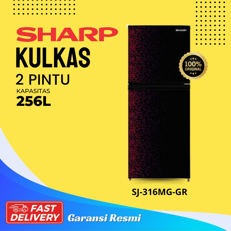 Jual KULKAS SHARP SJ-316MG-GR KULKAS 2 Pintu Kapasitas 256 Liter ...