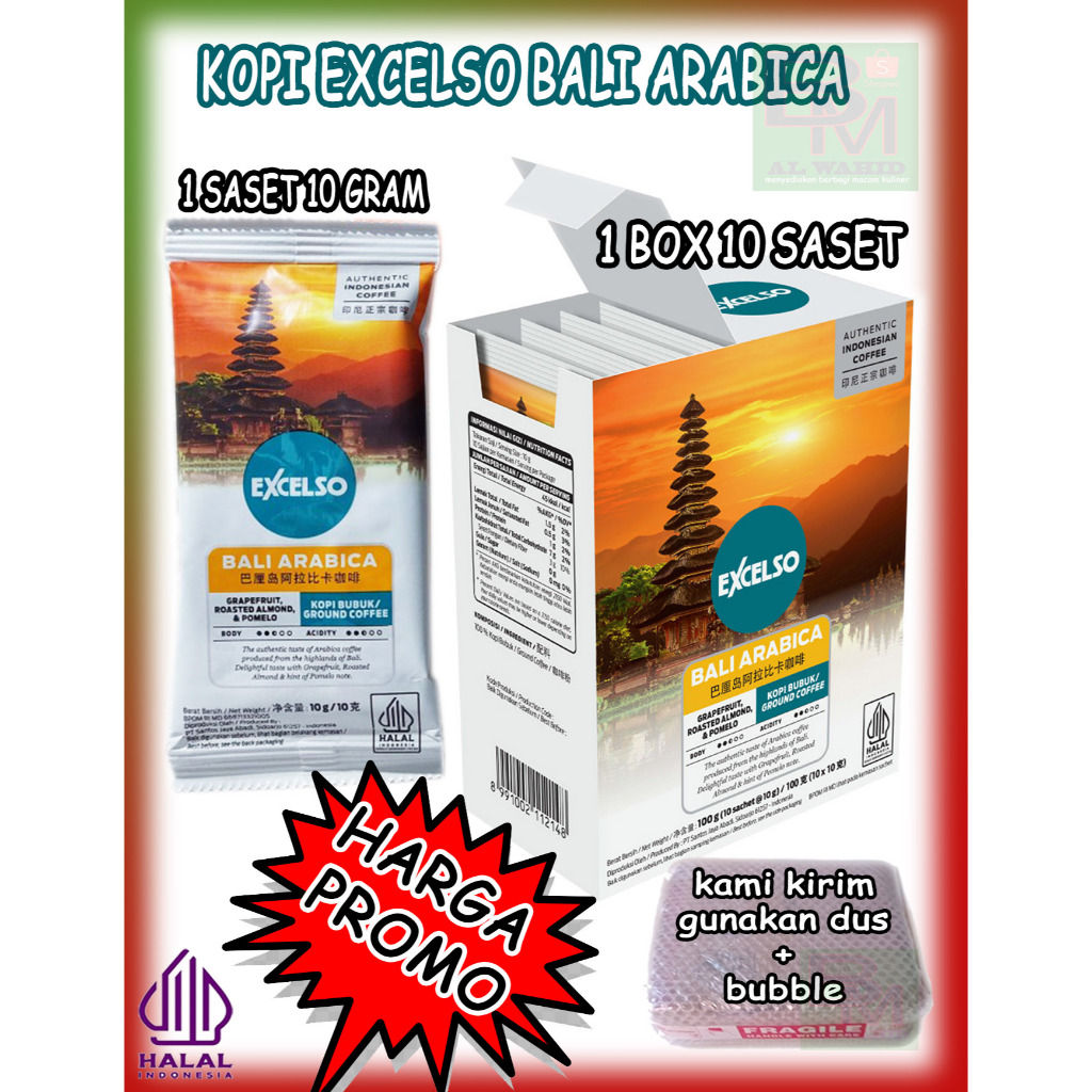 Jual Kopi Bubuk Excelso Bali Arabica Kemasan Box isi 10 saset | Shopee ...