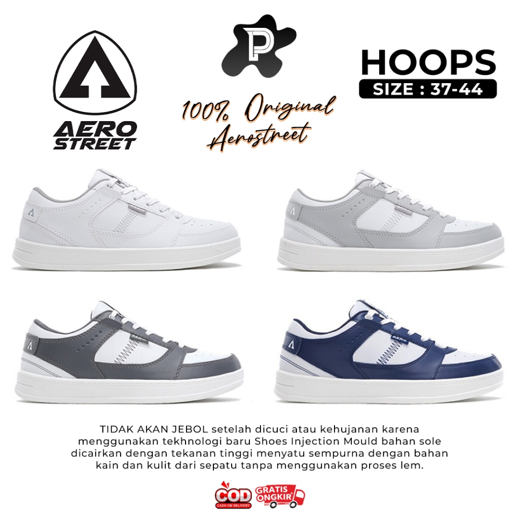Jual Aerostreet 37-44 Hoops 2.0 Low Abu Muda Putih / Putih Abu Tua / Putih Abu Muda / Putih Biru ...