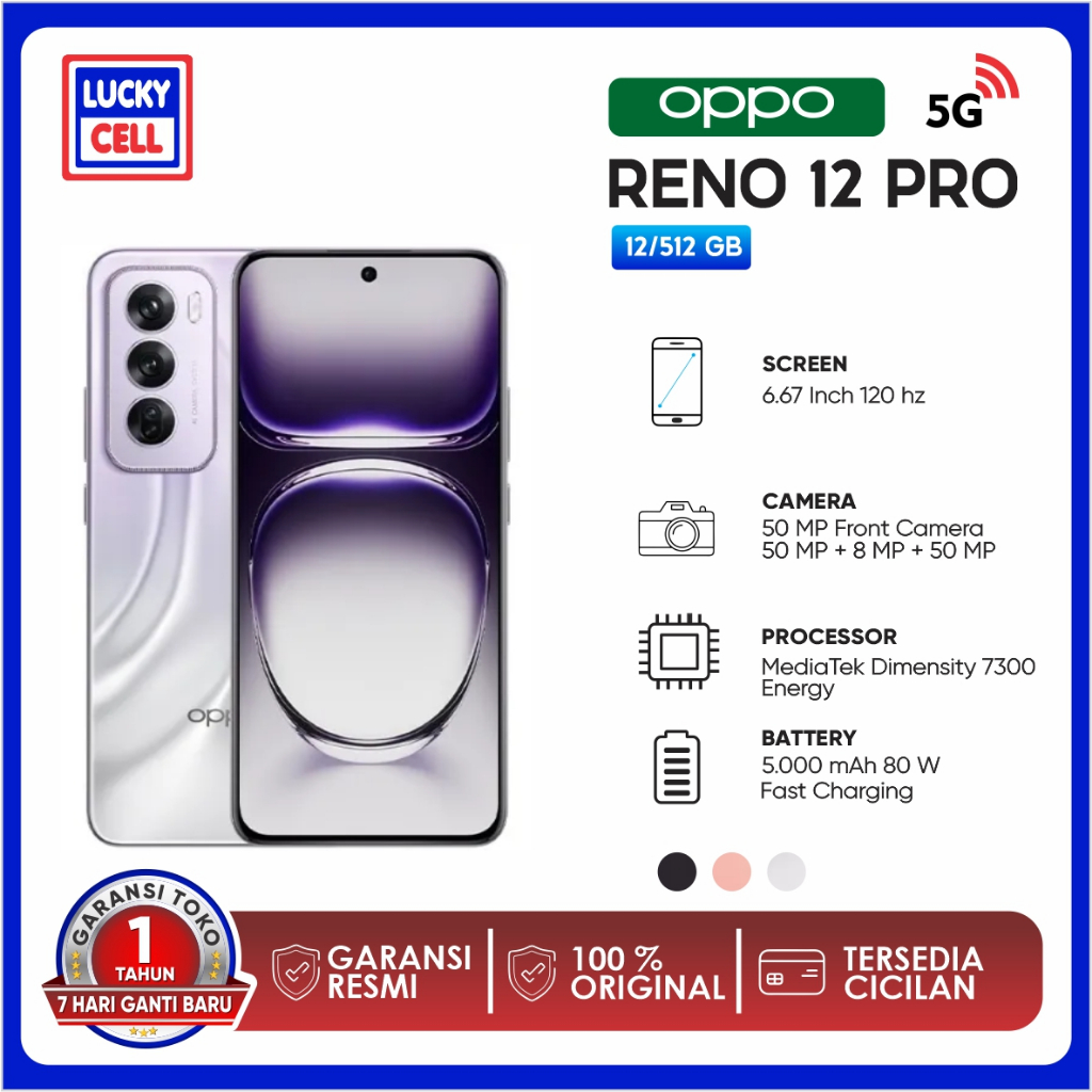Jual OPPO Reno 12 Pro 5G 12/512GB ( +12GB Extended Ram ) Garansi Resmi ...