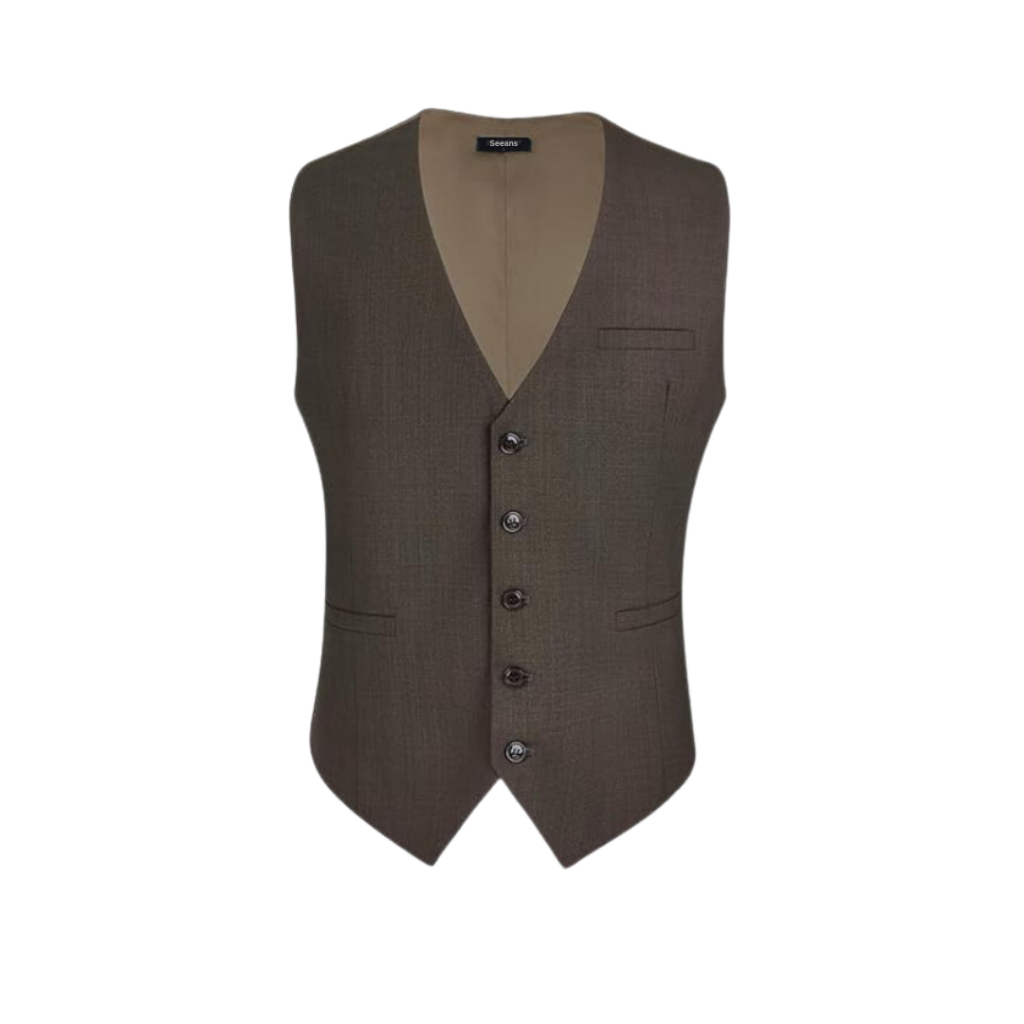 Jual SEEANS - Rompi Jas Pria Formal Slim Fit Warna Light Brown | Shopee ...