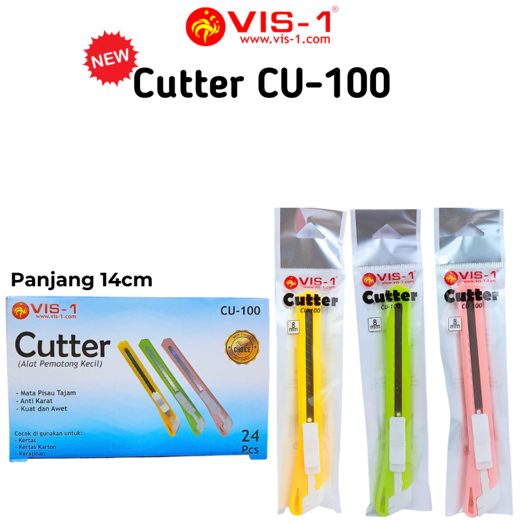 Jual Cutter Kecil Vis-1 CU-100 Pisau Pemotong Kertas Cutter Mini Anak ...