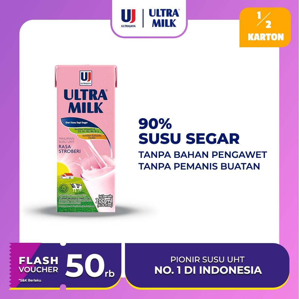 Jual Ultra Milk Strawberry 200 ml | Shopee Indonesia
