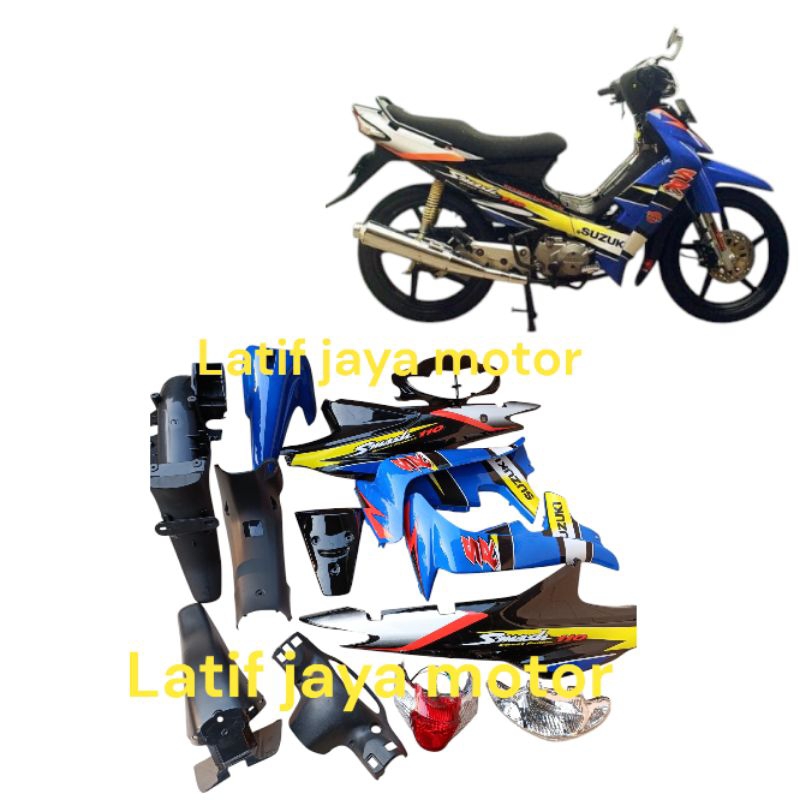 Jual cover body komplit Suzuki smash lama 2004 2005 biru hitam | Shopee ...