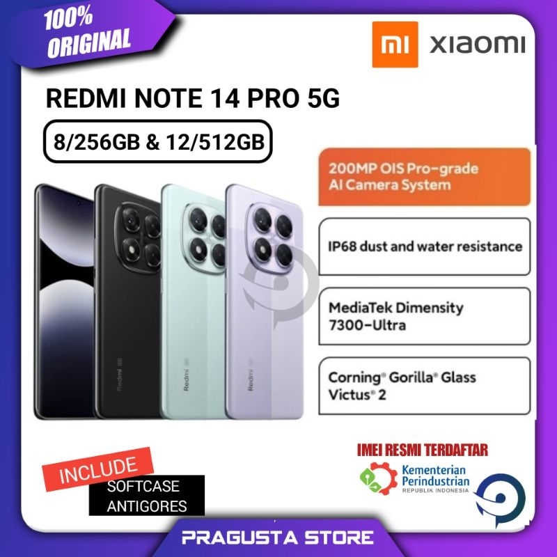 Jual XIAOMI REDMI NOTE 14 PRO 5G 12/512GB 8/256GB GARANSI RESMI ...