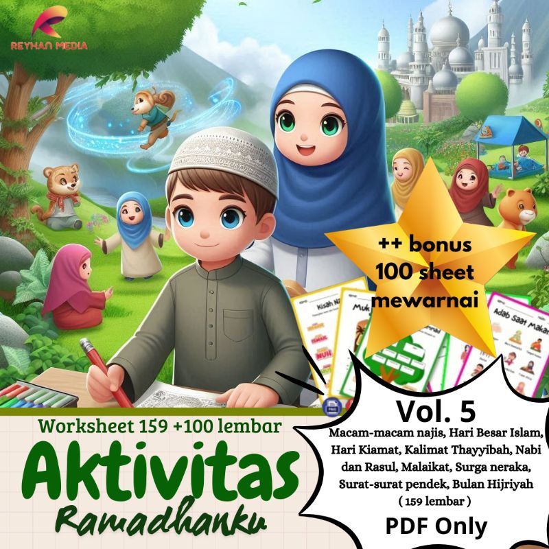 Jual Reyhan Media worksheet PDF 159 halaman A4 edisi AKTIVITAS RAMADHANKU VOL 5 + bonus sheet ...