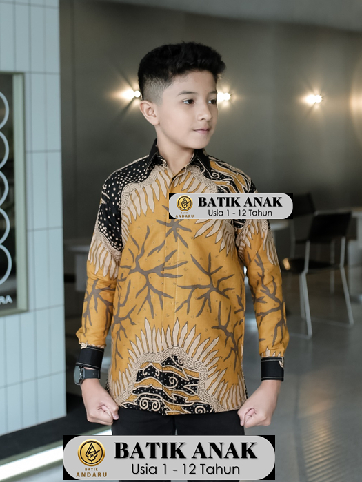 Jual Batik Andaru Kids Motif Alif Kunyit Anak Kids Slimfit Lengan ...