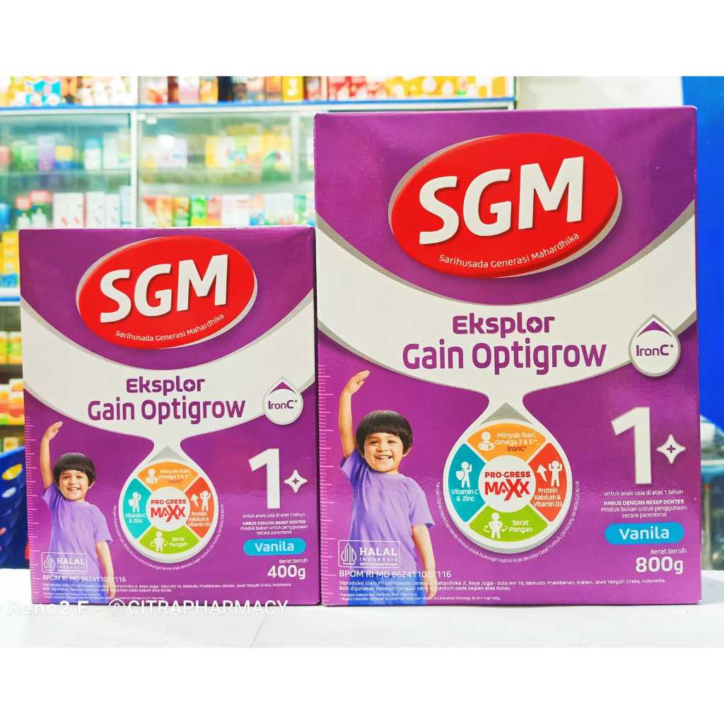 Jual SGM EKSPLOR GAIN OPTIGROW VANILA 1+ 𝟒𝟎𝟎𝐆𝐑 & 𝟖𝟎𝟎𝐆𝐑 - Menambah Berat ...