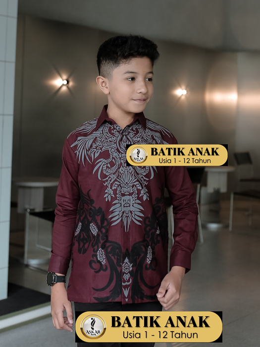 Jual Askar Batik Kids Baju Batik Anak Laki Laki Cowok Slim fit Lengan ...