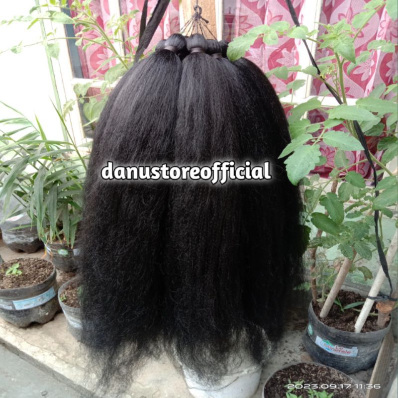 Jual Rambut sambung cemara hitam polos, panjang 150 cm(1 1/2 meter ...