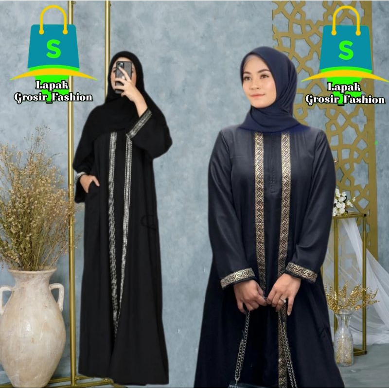 Jual Abaya Hitam Renda Cantik Rayon twile/Gamis Turkey Jubah Hitam Ful ...