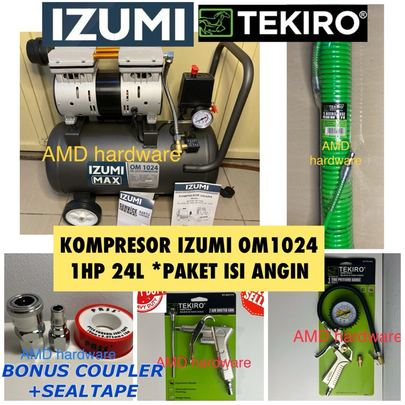 Jual IZUMI MAX OM1024 PAKET LENGKAP KOMPRESOR OILLESS IZUMI X TEKIRO / MODEL NGE CAT & ISI ANGIN ...