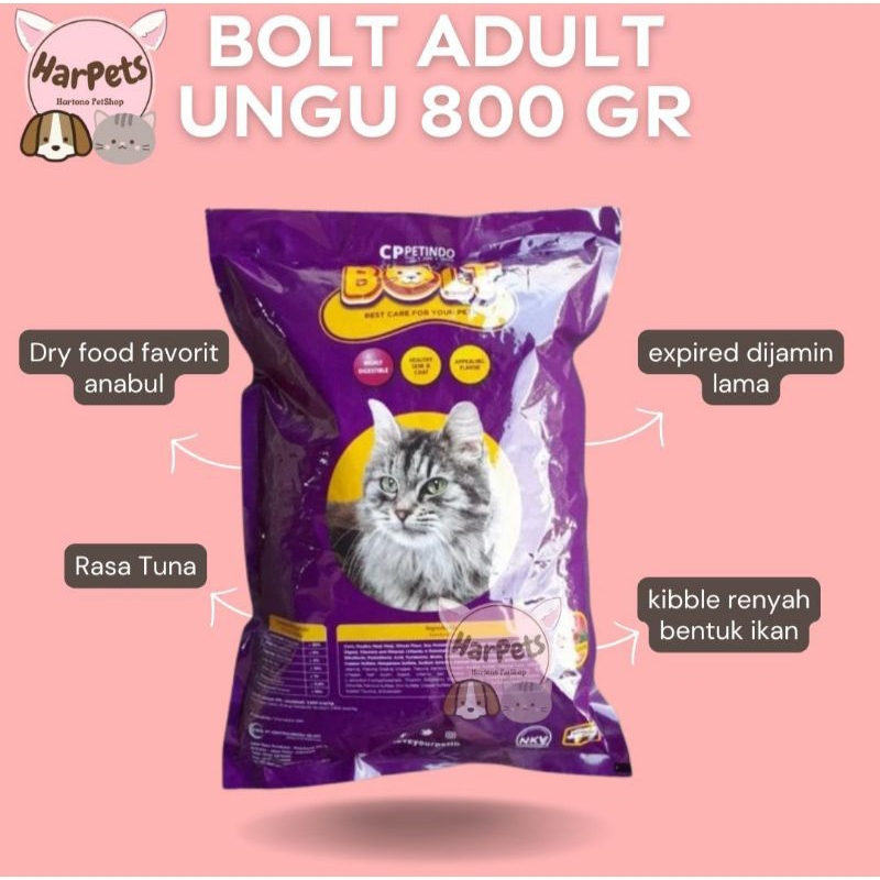 Jual BOLT ADULT UNGU 800GR - makanan dryfood kucing dewasa tuna ...