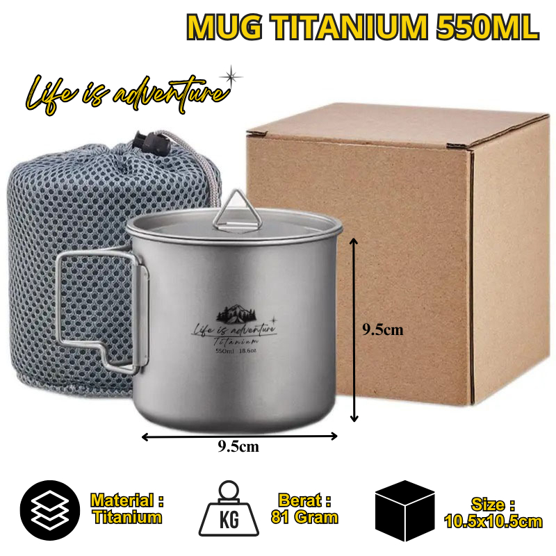 Jual Mug Titanium Cup 550ML Berat 81 Gram Canister 110gr bisa masuk ...