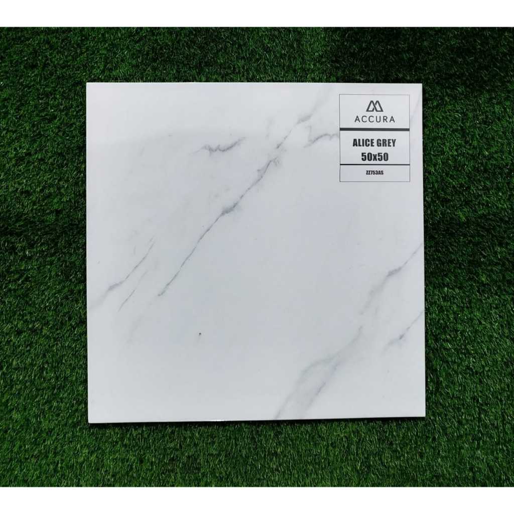Jual KERAMIK LANTAI DINDING ASIA TILE 50X50 FRESNO GREY GLOSSY KILAP ...
