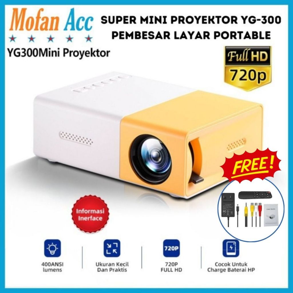 Jual [MA] Super Mini Proyektor YG-300 Pembesar Layar LED Portable ...