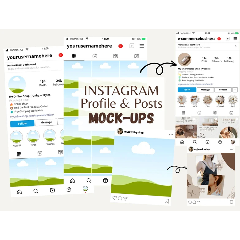 Jual Instagram Profile Mock-up Editable Canva Templates for Feed, Reels ...