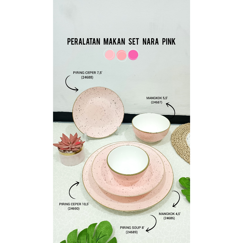 Jual PERALATAN MAKAN SET NARA PINK / NARA GREEN | Shopee Indonesia