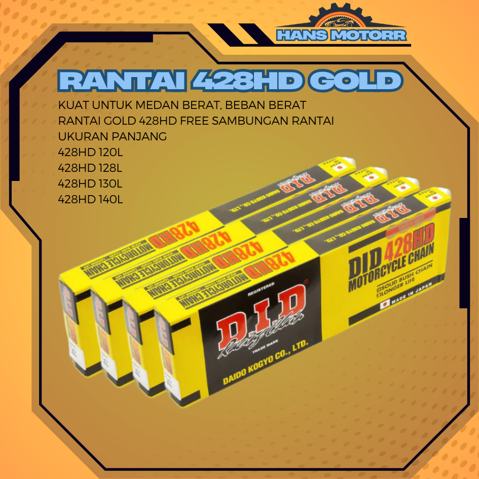 Jual RANTAI 428 140L HD GOLD BUAT R15 KLX FXR RANTE VIXION CB150 R15 ...