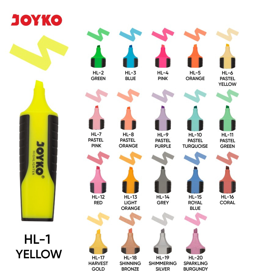 Jual Text Marker / Highlighter / Textliner / Penanda Joyko HL-1 ~ HL-20 ...