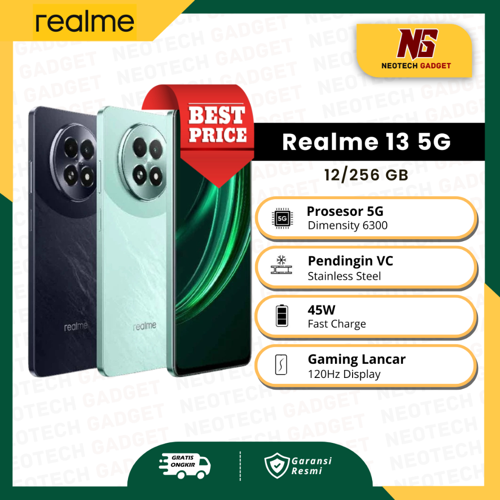 Jual REALME 13 5G 12GB + 256GB (Prosesor 5G Dimensity 6300 | Pendingin VC Stainless Steel | 45W ...