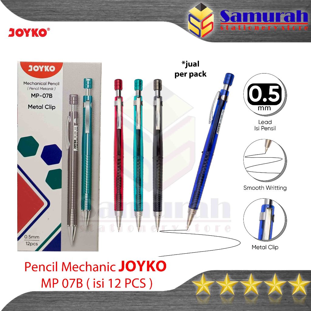 Jual Pensil Mekanik Joyko MP-07 B 0.5 mm Per Lusin / Mechanical Pencil MP 07 B isi 05 Mili ...