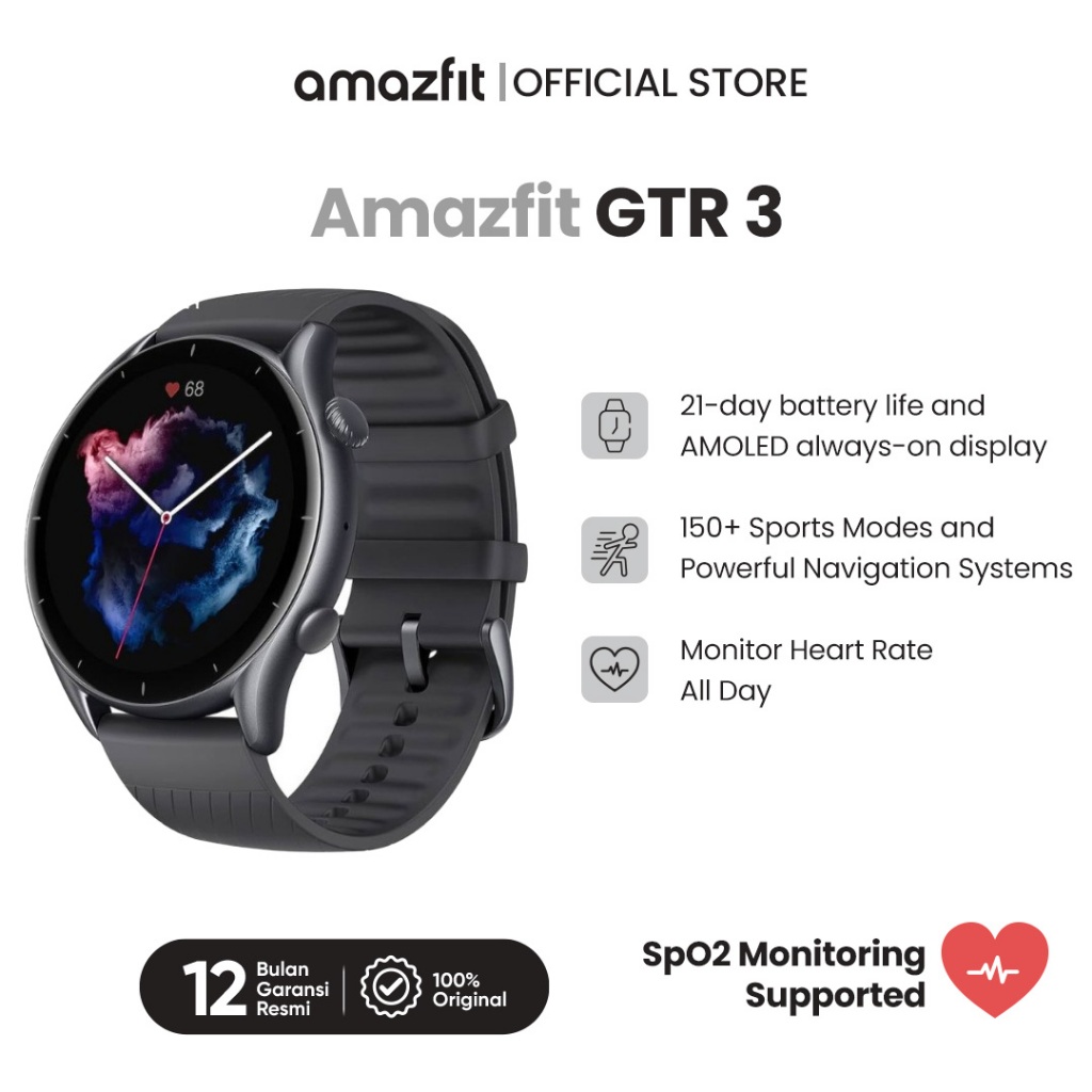 Jual Amazfit Official GTR 3 46mm Smartwatch 1.39" AMOLED Screen GPS Jam ...