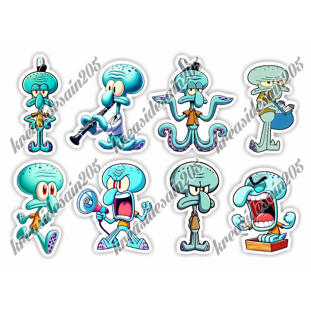 Jual Isi 8pcs stiker squidward/stiker gurita/gurita/stiker laptop ...