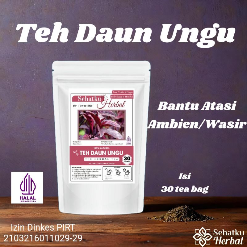 Jual SEHATKUHERBAL Teh Daun Ungu : Teh Herbal Untuk Ambien atau Wasir ...
