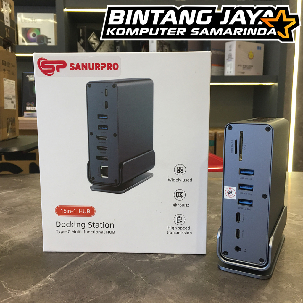 Jual SANURPRO 15-in-1 Docking Station Hub Type C Multi-Functional LAN ...