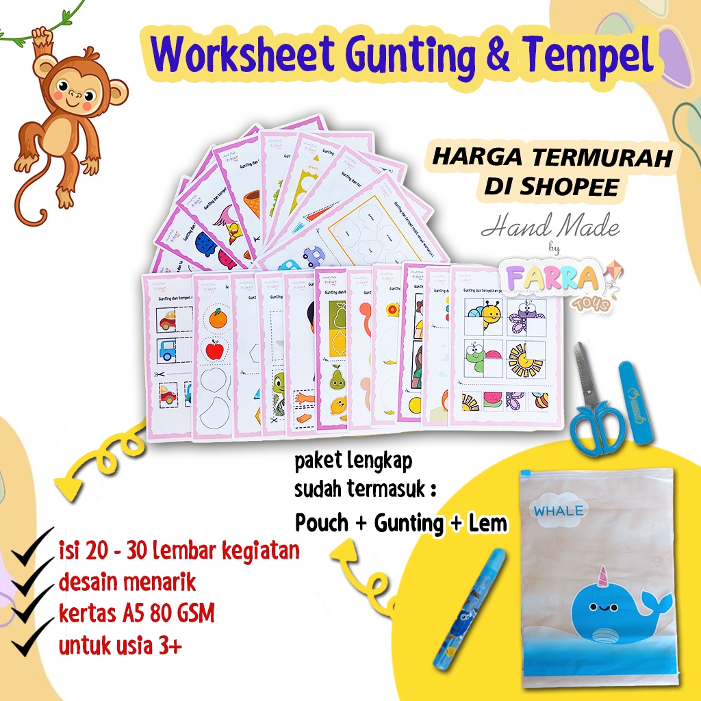 Jual Mainan Edukasi MENGGUNTING dan MENEMPEL 30 HALAMAN FREE GUNTING ...