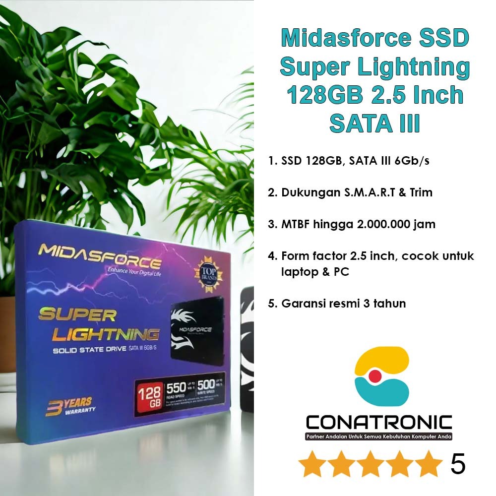 Jual Midasforce SSD Super Lightning 128GB 2.5 Inch SATA III – Garansi ...