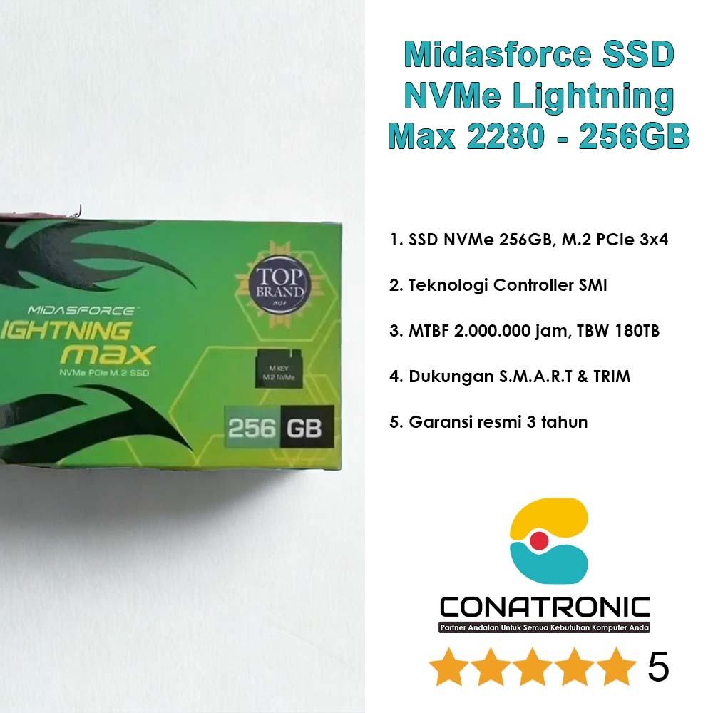 Jual Midasforce SSD NVMe Lightning Max 2280 - 256GB M.2 PCIe 3x4 ...