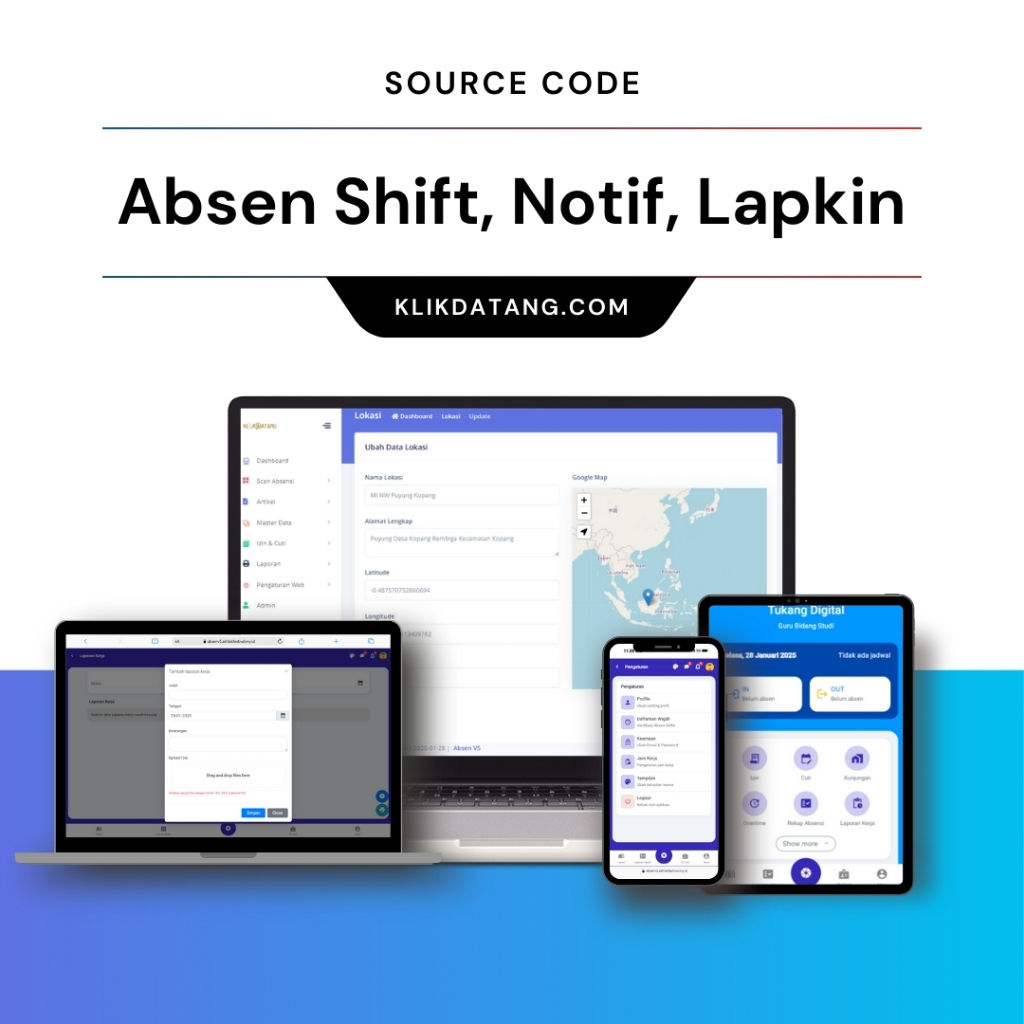 Jual Aplikasi Absen Kehadiran v5 QR Selfie Radius fitur Jam Kerja Shift ...