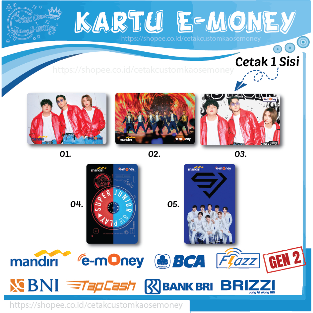 Jual KARTU E MONEY E TOLL GAMBAR KPOP KOREA SUPER JUNIOR SUJU EMONEY ...