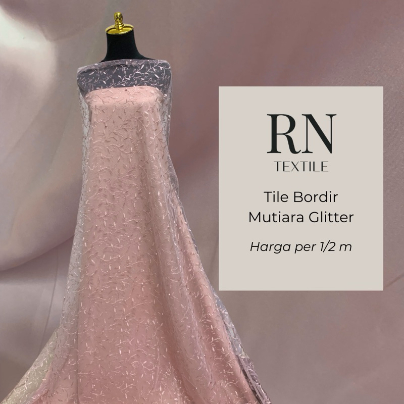 Jual RN Textile | 0,5 Meter Bahan Kain Tile Bordir Brukat Mutiara ...