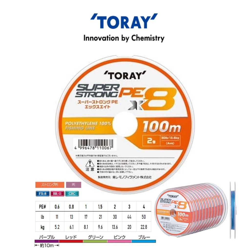 Jual Toray Super Strong PE X8 100m x 12 Connected Line Braided Senar Pancing | Shopee Indonesia
