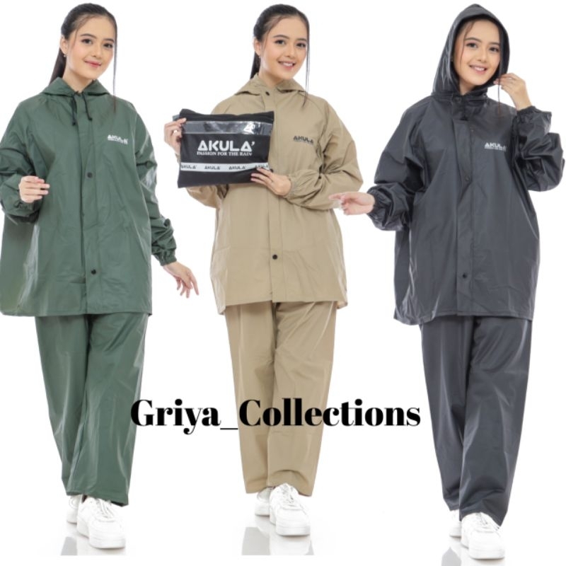 Jual Jas Hujan AKULA, Raincoat Baju dan Celana Pria Wanita Setelan Dewasa Bahan Tebal Anti ...
