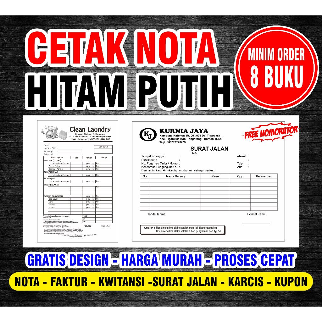 Jual Cetak Nota hitam putih 1/2 F4 | Shopee Indonesia
