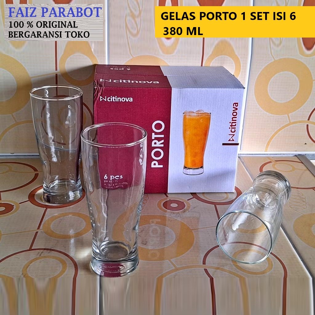Jual GELAS KACA JUICE/BEER TINGGI- CAFE PORTO ISI 6 PCS | Shopee Indonesia