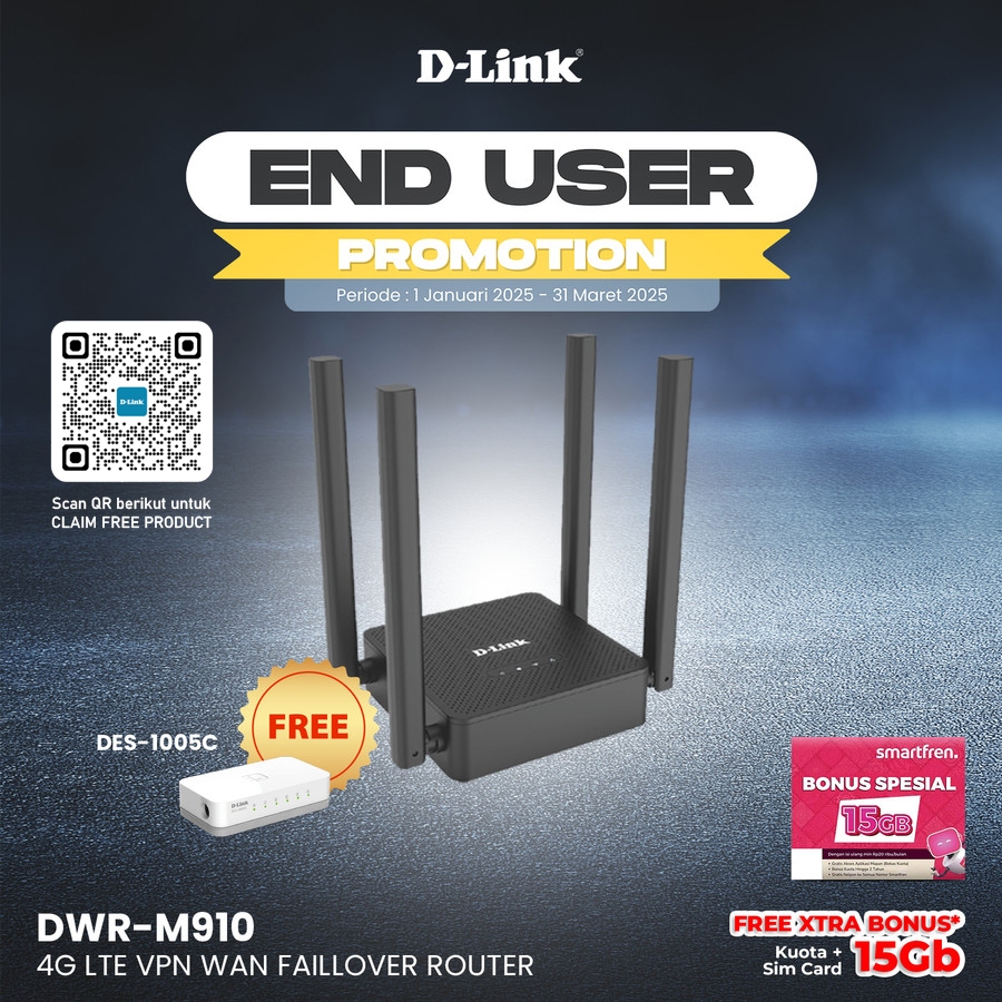 Jual D-Link DWR M910 Wireless N300 4G LTE WAN Faillover Modem Router ...