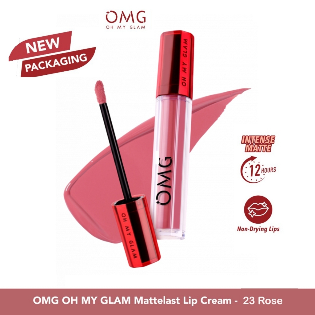 Jual OMG Oh My Glam Mattelast Lip Cream 23 Rose 2.9 g - Warna Intense ...