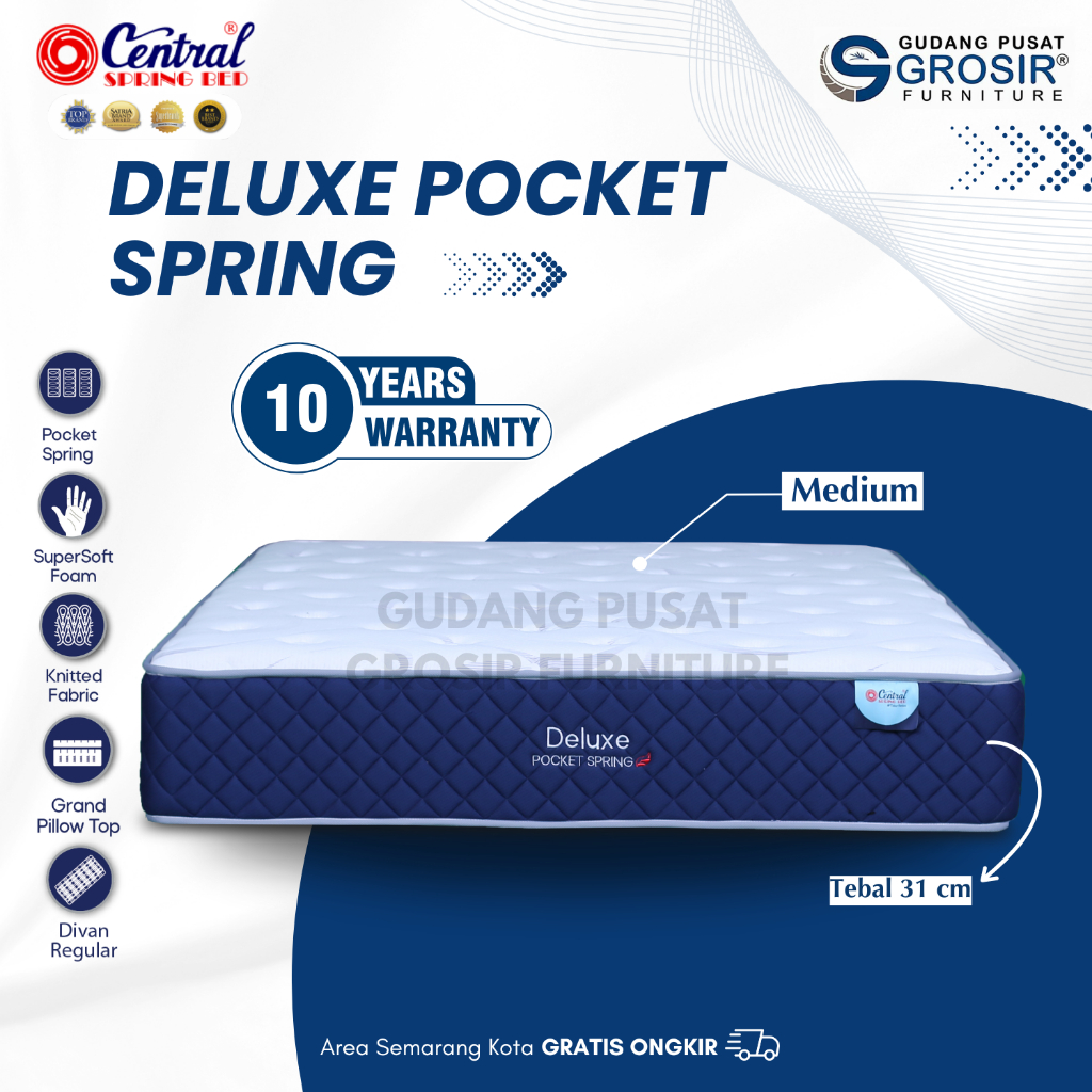 Jual CENTRAL Spring Bed - Deluxe Pocket Spring - Semua Ukuran - Matras ...