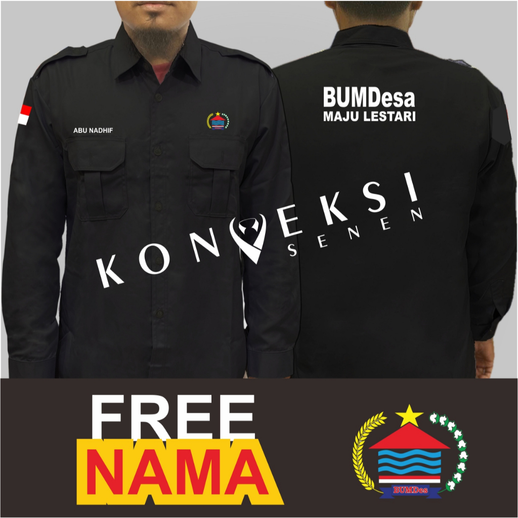 Jual kemeja BUMdesa seragam bumdes full bordir lengan panjang bordir ...