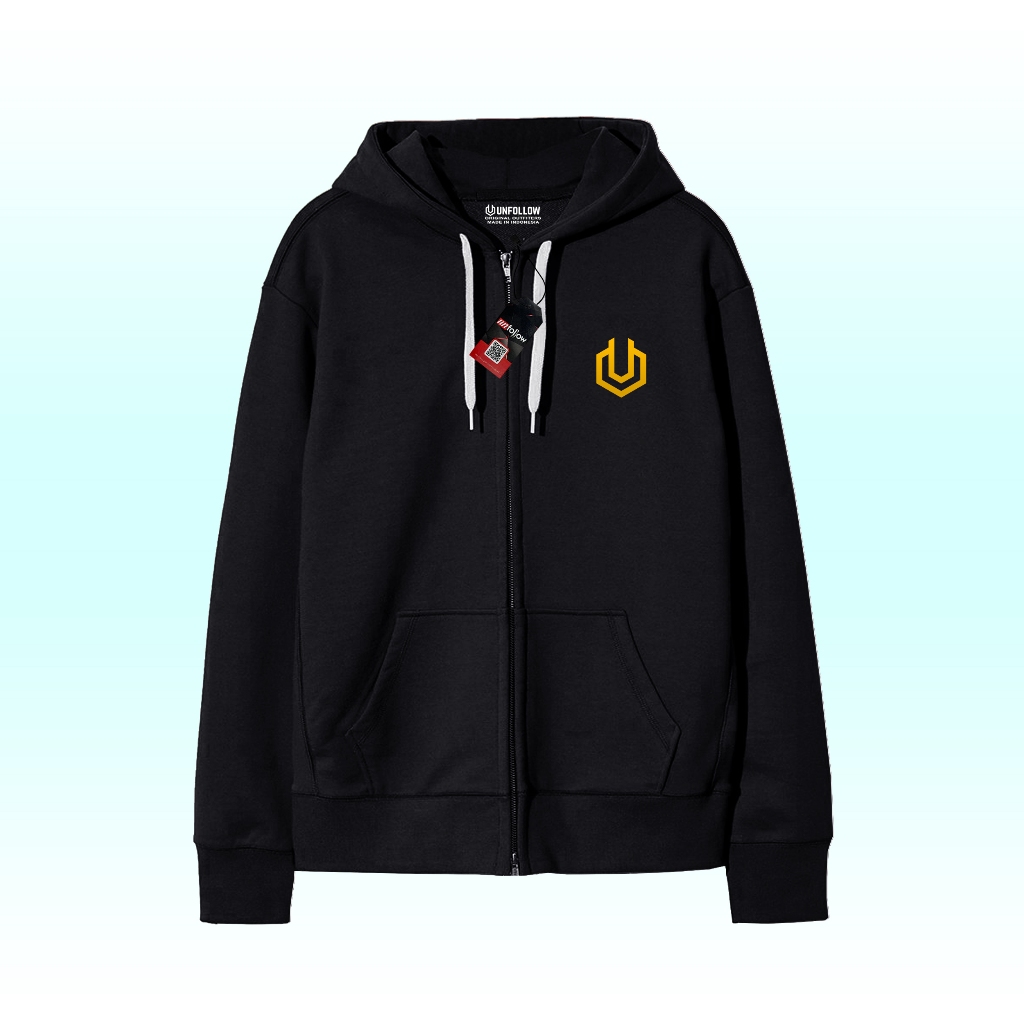 Jual Unfollow - Jaket Zipper Resleting Motif Logo Gold Simple Gold ...