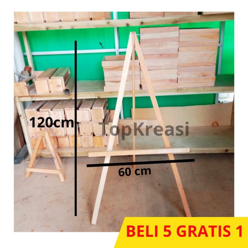 Jual stand Poto Kayu Tinggi 120cm Tripod Standing Frame Wooden Easel ...