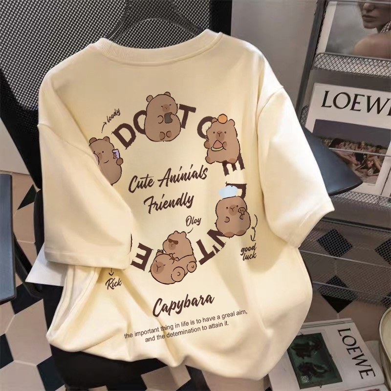 Jual Forteid Atasan Baju Kaos Wanita Lengan Pendek Oversize Korean Style Capybala Tshirt Kaos ...