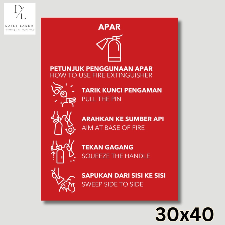 Jual Sign Board Akrilik Penunjuk Penggunaan APAR Signage 30X40CM ...
