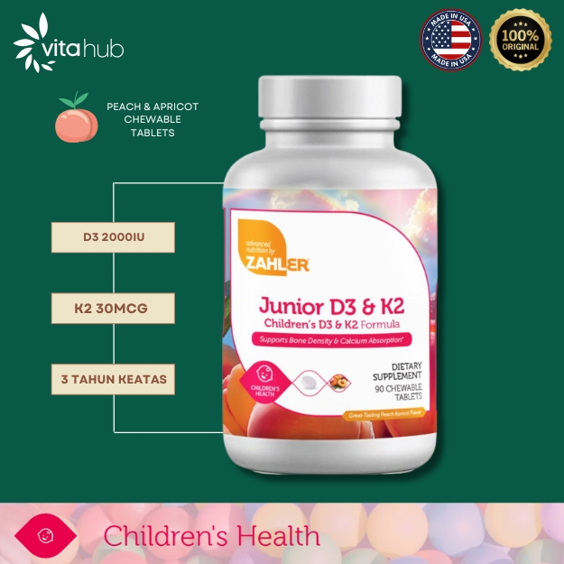 Jual ZAHLER - JUNIOR D3 K2 - Vitamin D3 K2 Anak - 90 CHEWABLES TABLET ...
