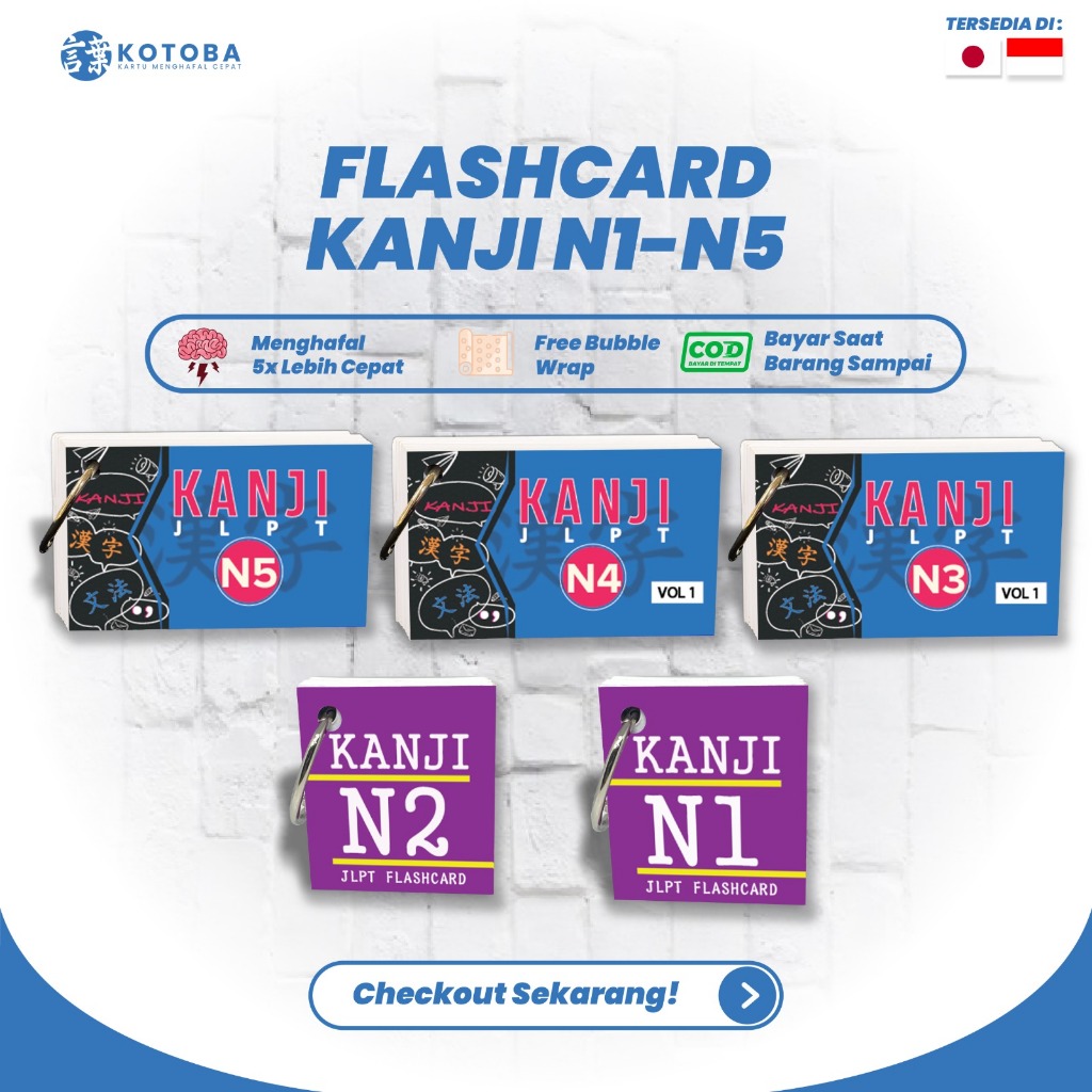Jual Flash card KANJI JLPT level N5 N4 N3 N2 N1 Kartu Edukasi Menghafal ...